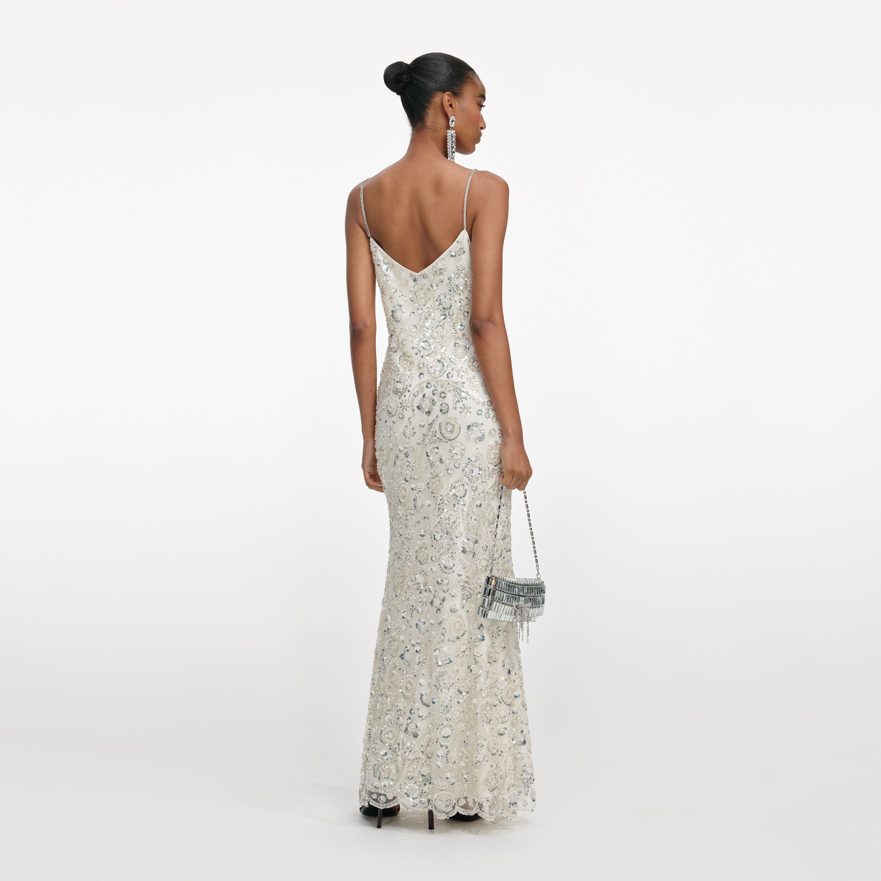 Cream Floral Sequin Maxi Dress – self-portrait-US