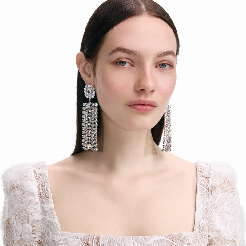 Silver Rhinestone Drape Maxi Dress – self-portrait-US