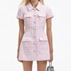 Pink Boucle Checked Mini Dress – self-portrait-US