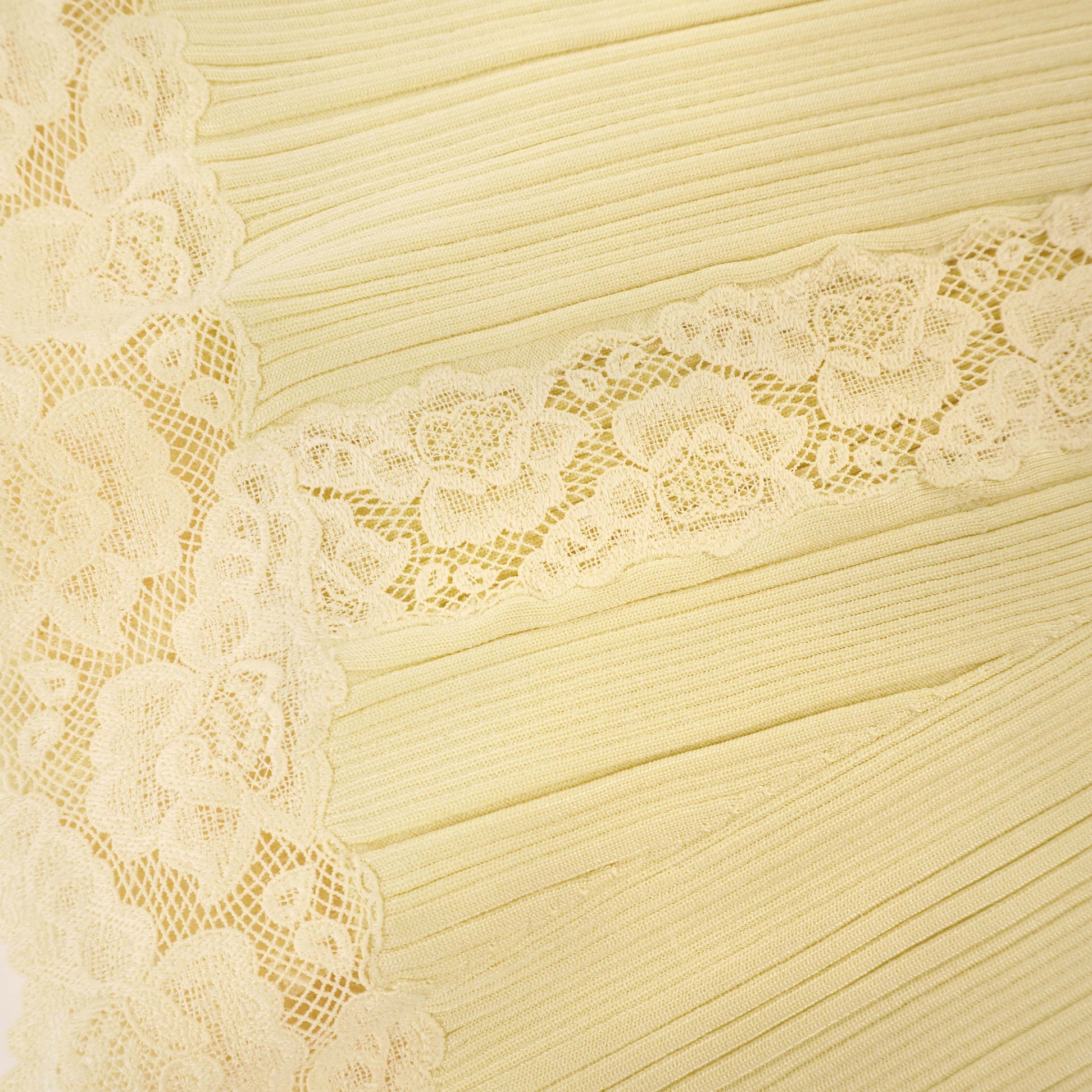 Yellow Knit Lace Insert Midi Dress – self-portrait-US