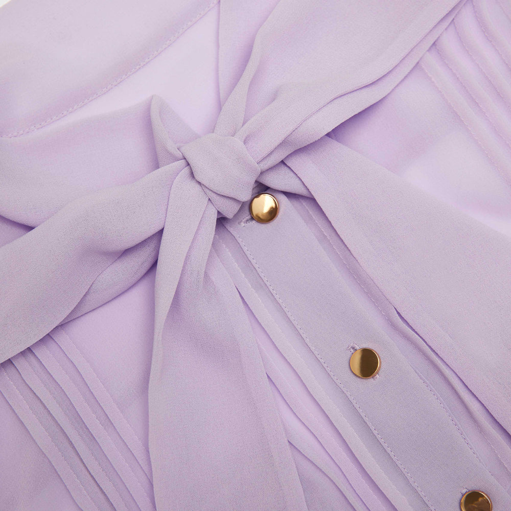 Lilac Chiffon Tie Neck Midi Dress – self-portrait-US