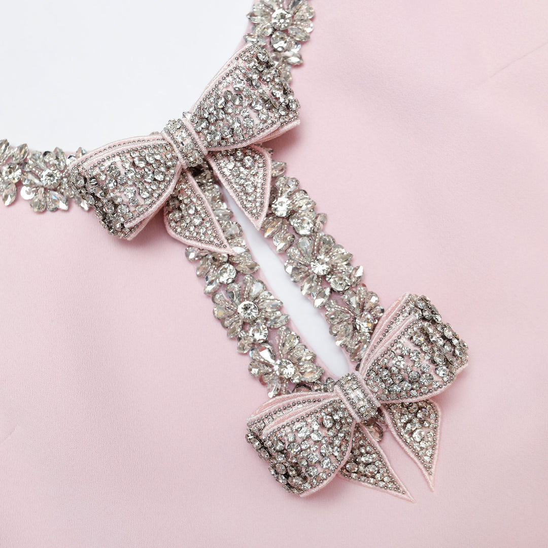 Pink Crepe Mini Dress – self-portrait-US