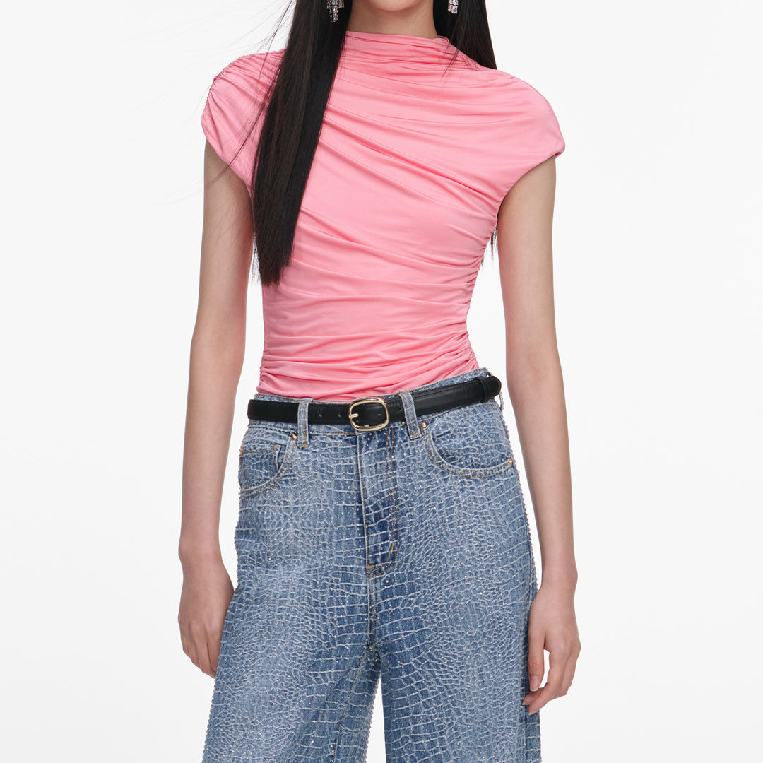 Pink Jersey Gathered Top – self-portrait-US